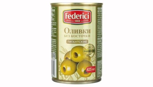 Оливки Federici Гигантские без косточки 400 г купить с доставкой на дом из ВкусВилла