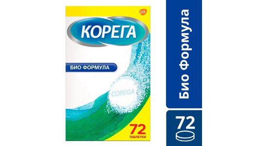Corega Корега Био Формула, таблетки для очищения зубных протезов, N72 с ...