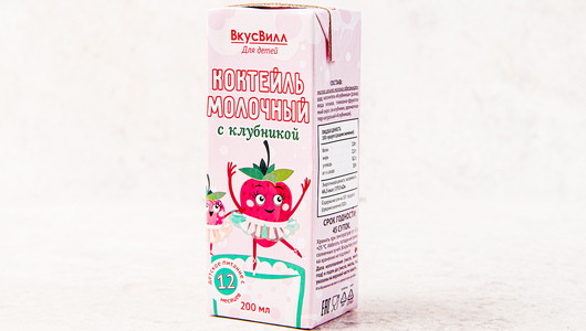 Коктейль детский молочный с клубникой 2,5% с бесплатной доставкой на ...