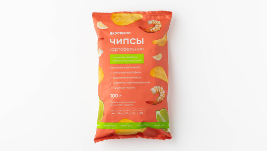 Чипсы картофельные со вкусом креветки, лайма и чеснока гриль с ...