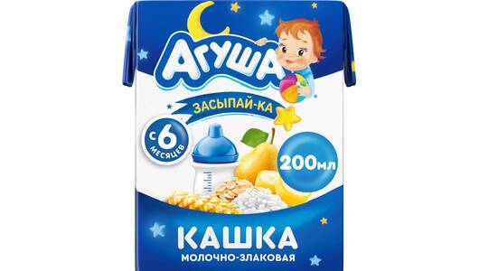 Каша молочная Агуша Засыпай-ка Злаковая с грушей и бананом с 6 месяцев ...