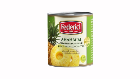 Ананасы Federici отборные кольцами в ананасовом соке 435 мл с бесплатной доставкой на дом из ...