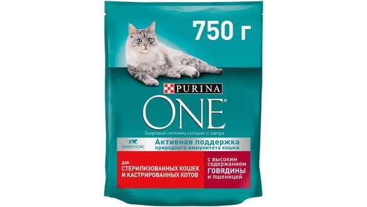 Корм сухой Purina one для стерилизованных кошек говядина пшеница 750 г ...