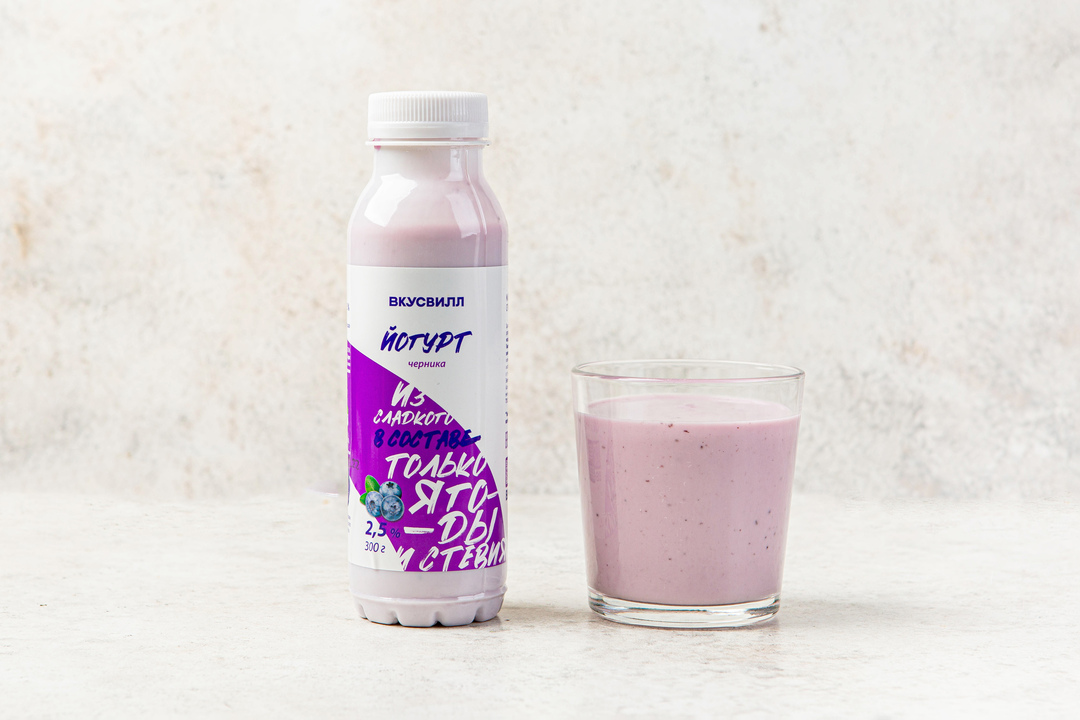 Йогурт питьевой с черникой без доб. сахара 2,5% с бесплатной доставкой ...